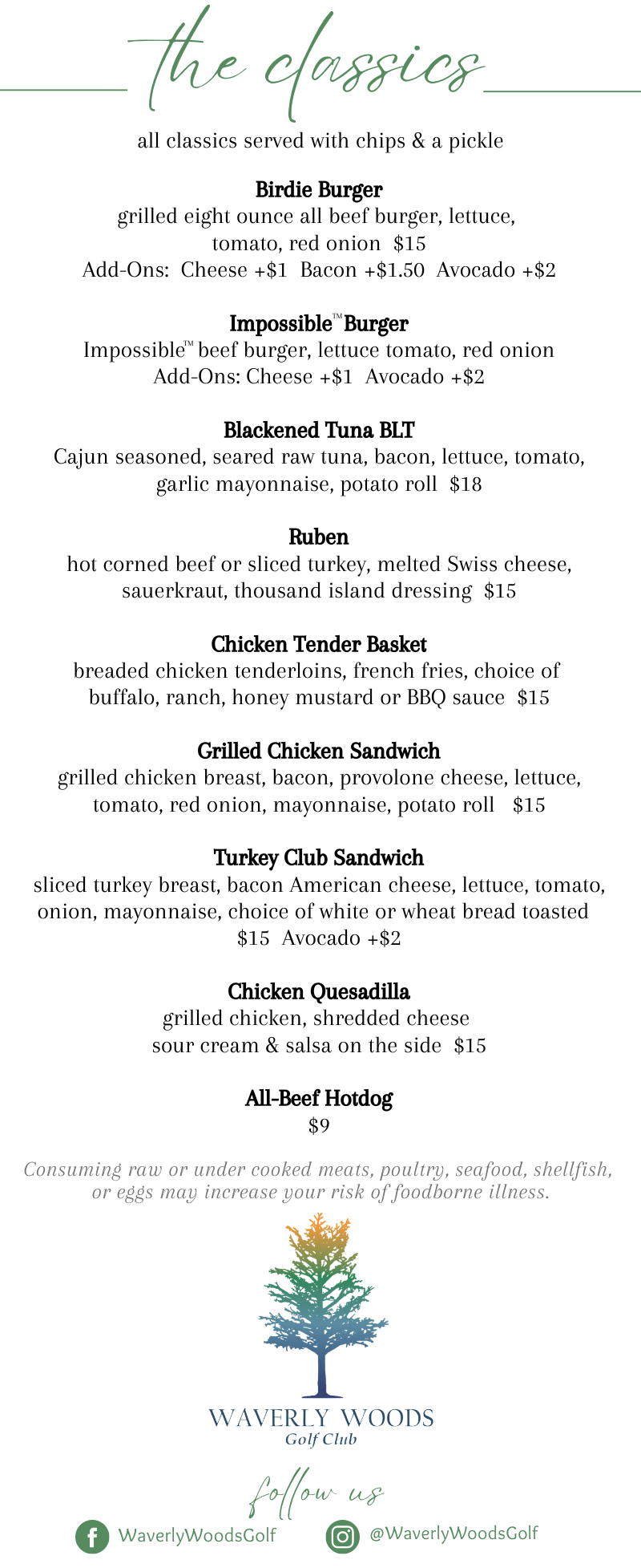 Grill Menu - Waverly Woods Golf Course